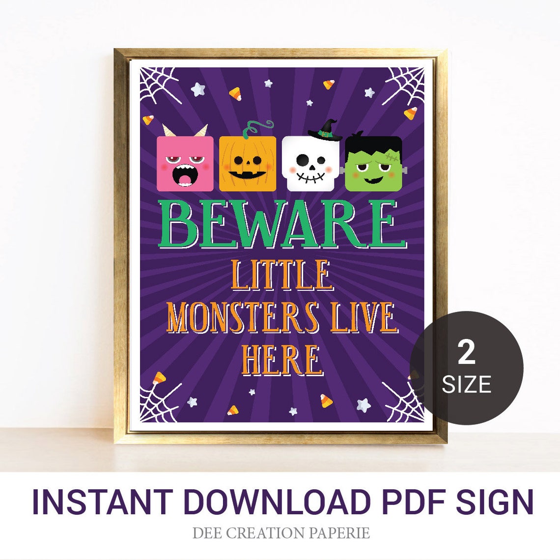 Halloween Sign | Beware Little Monster Printable | Halloween Party ...