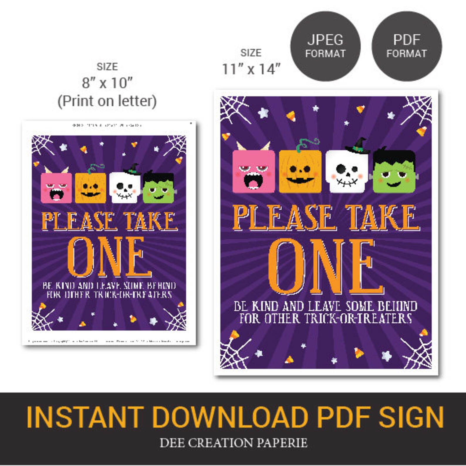 Halloween Sign | Please Take One | Halloween Printable Decorations ...