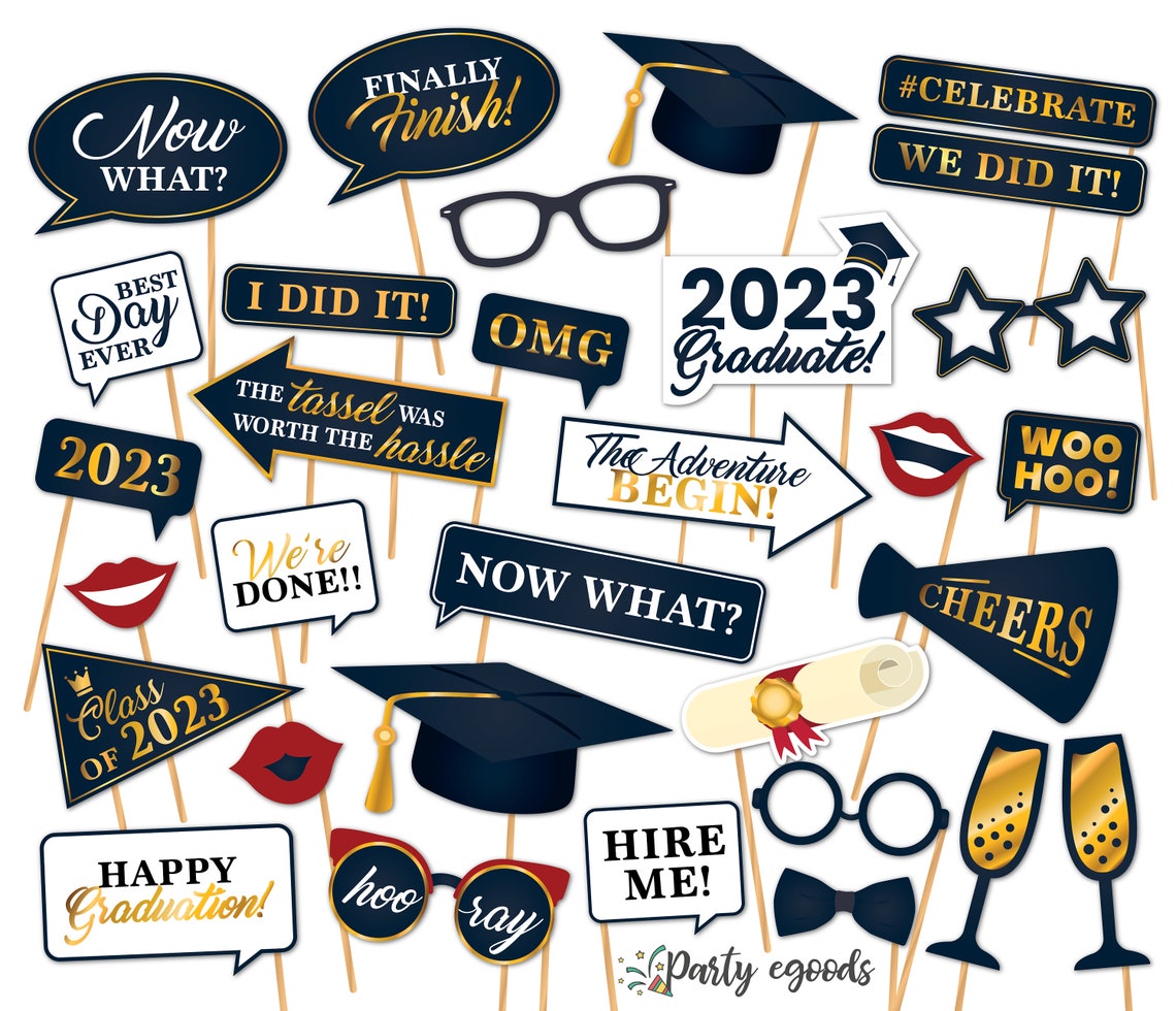 Graduation Photo Booth Printable Props Class of 2023 - Etsy