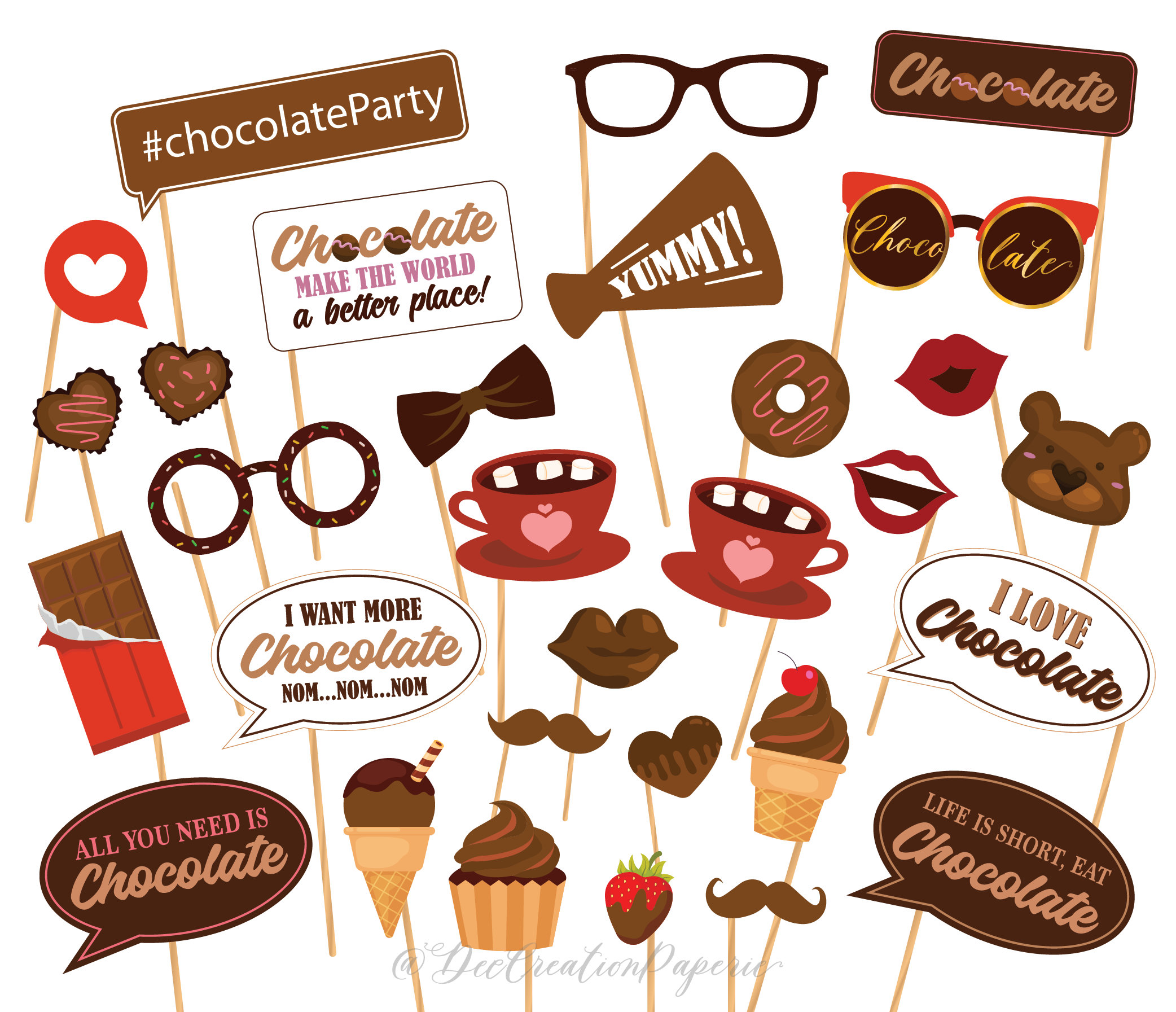 Chocolate Photo Booth Props – Party Printables (instant Download) - Etsy
