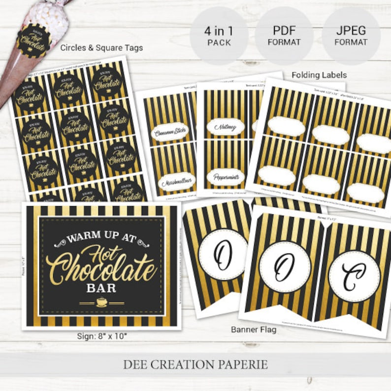 SALE!! Instant Printable Hot Chocolate Bar Kit, Instant Download ...
