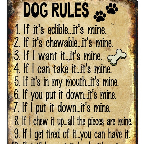 Dog Rules Funny Novelty Metal Sign 9x12 / Animal Pet Owners | Etsy