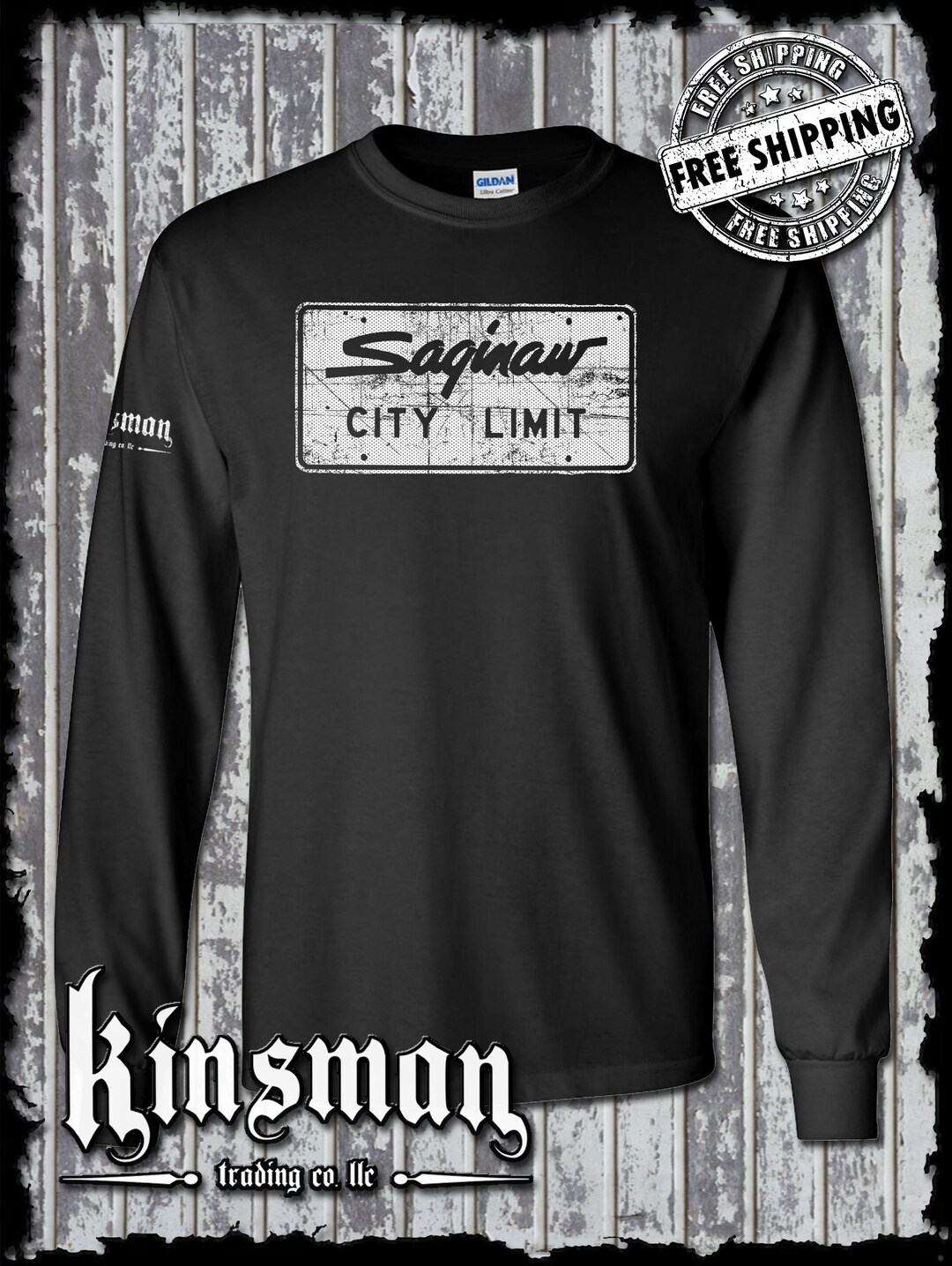 Saginaw City Limit Street Sign Long Sleeve T-shirt - Mid-michigan ...