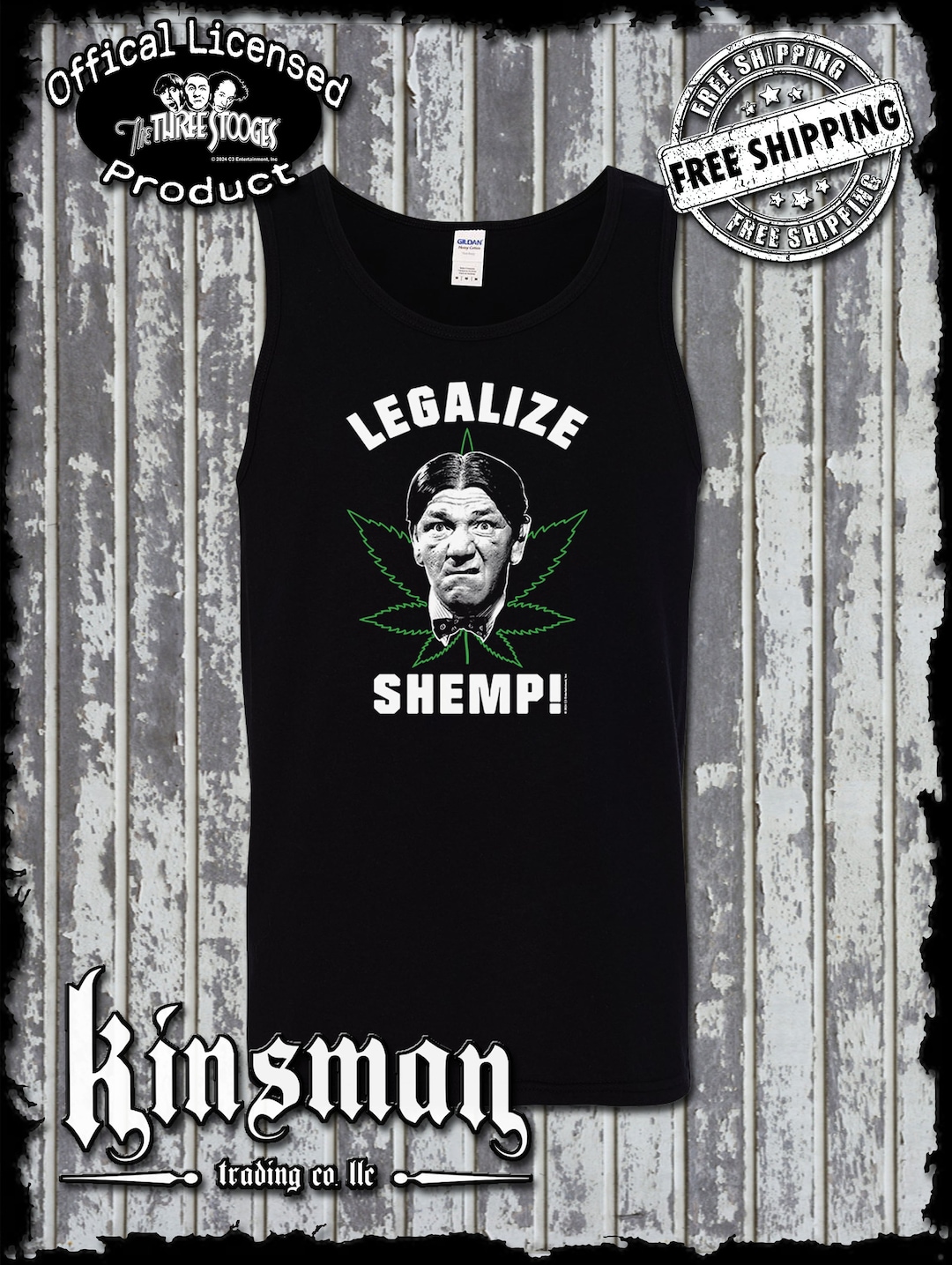Three Stooges Legalize Shemp Tank Top T-shirt Marijuana Weed Pot Leaf ...