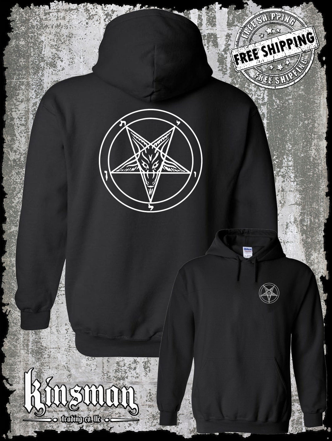 Baphomet Pentagram 2-sided Hoodie / Satanic Church Evil Punk Rock Occult Goat Skull 666 - Etsy