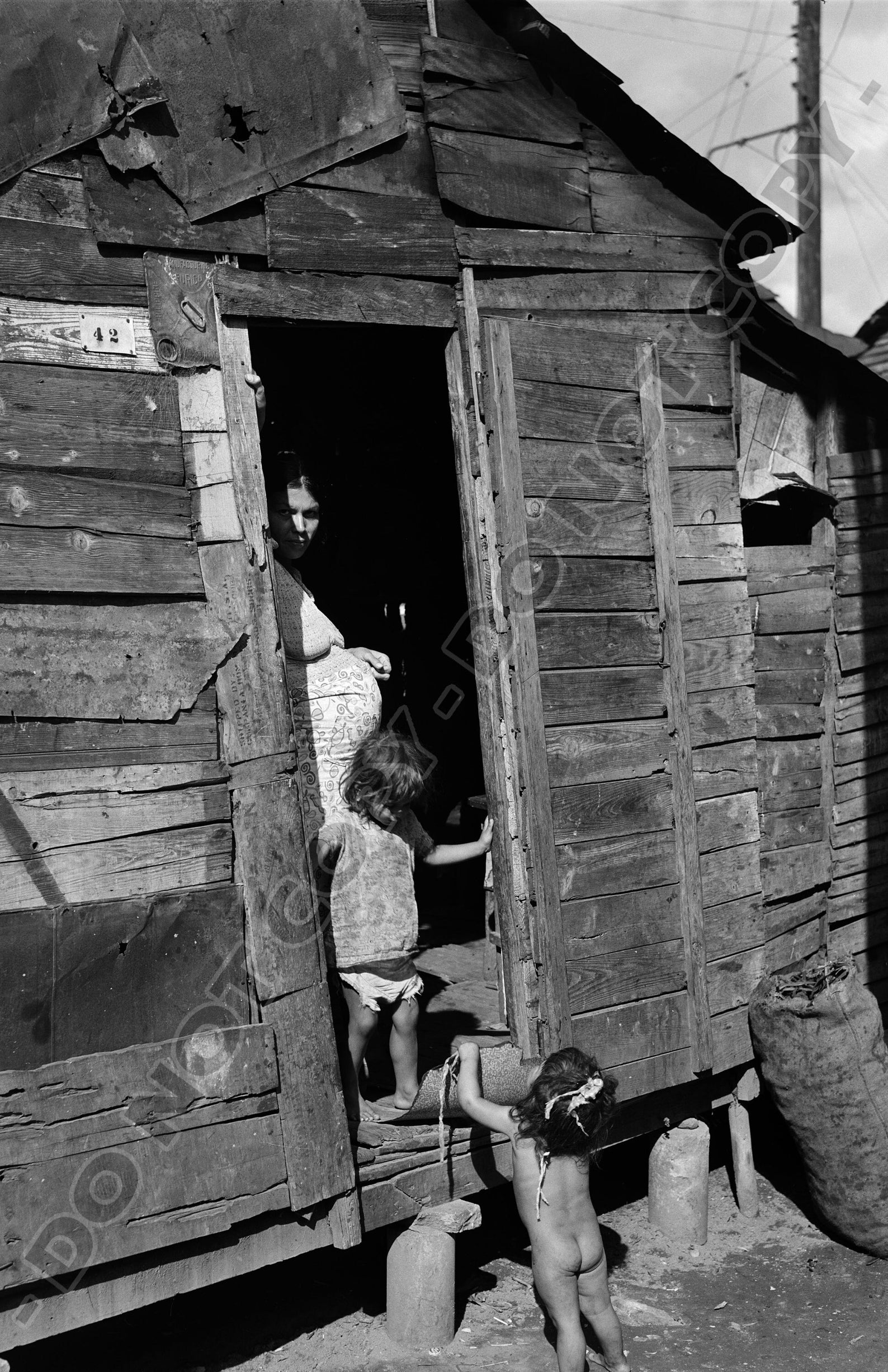 Utuado, Puerto Rico Pregnant Woman With Children in the Slum Area 1940 ...