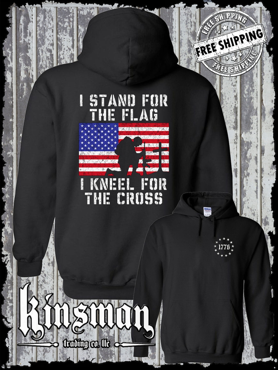I Stand for the Flag Kneel for the Cross Hoodie / Sweatshirt American ...