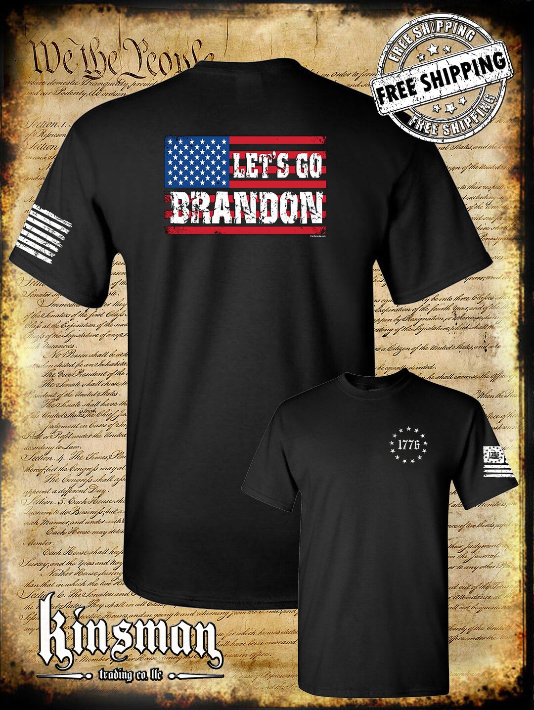 Let's Go Brandon US Flag 2-sided T-shirt - FJB Trump 2024 American USA ...
