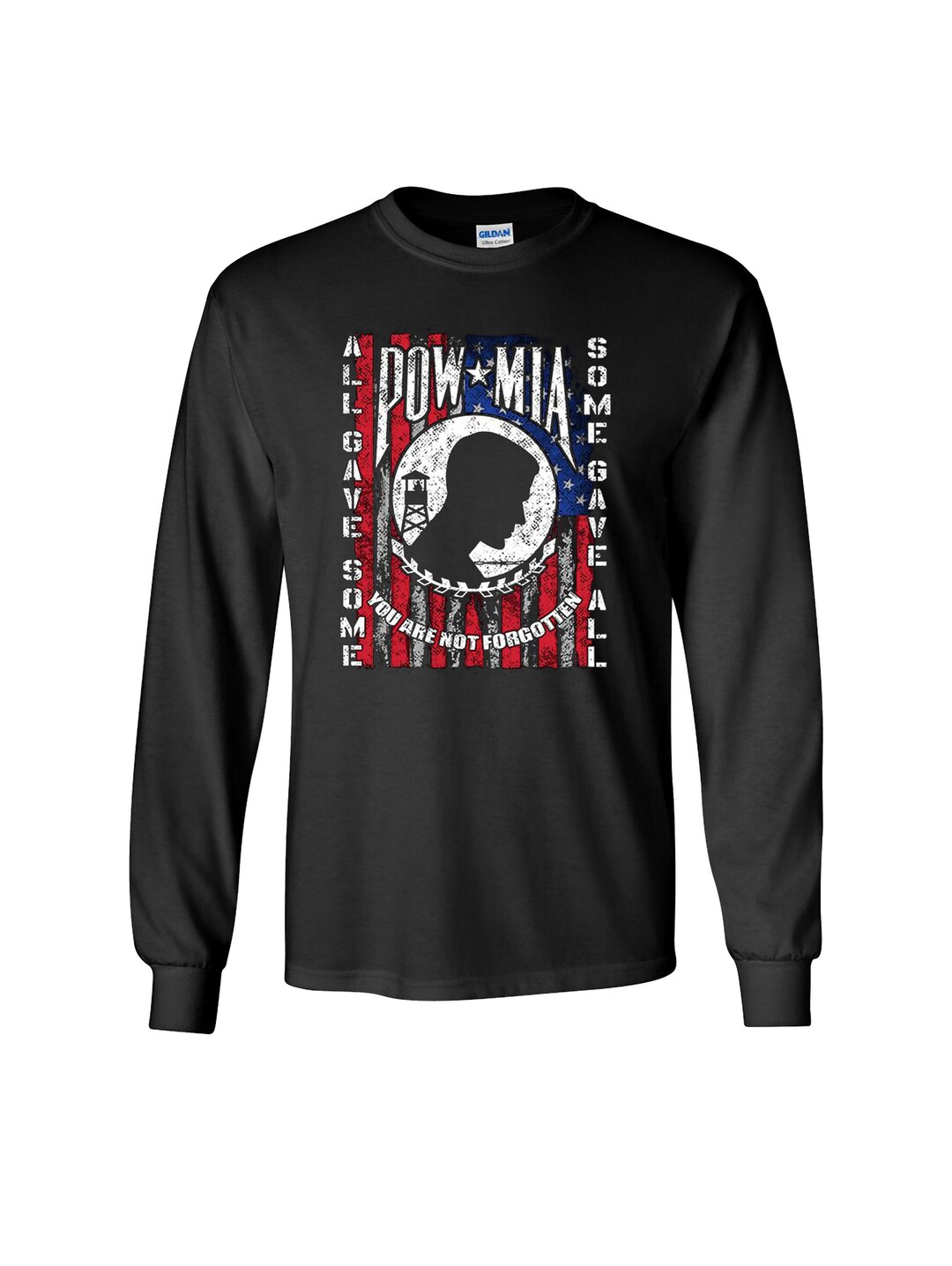 POW - MIA Flag Long Sleeve T-shirt / USA Veteran Marine Army Navy ...