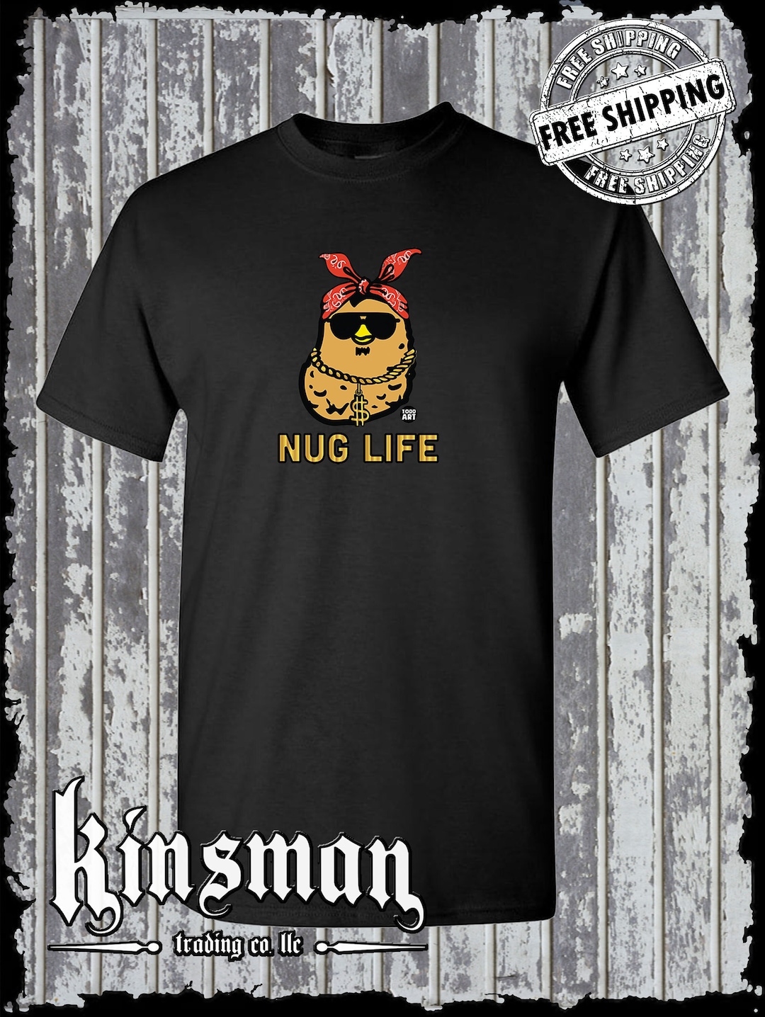 NUG Life Chicken Nugget Gangster T-shirt Todd Goldman Art Licensed - Etsy