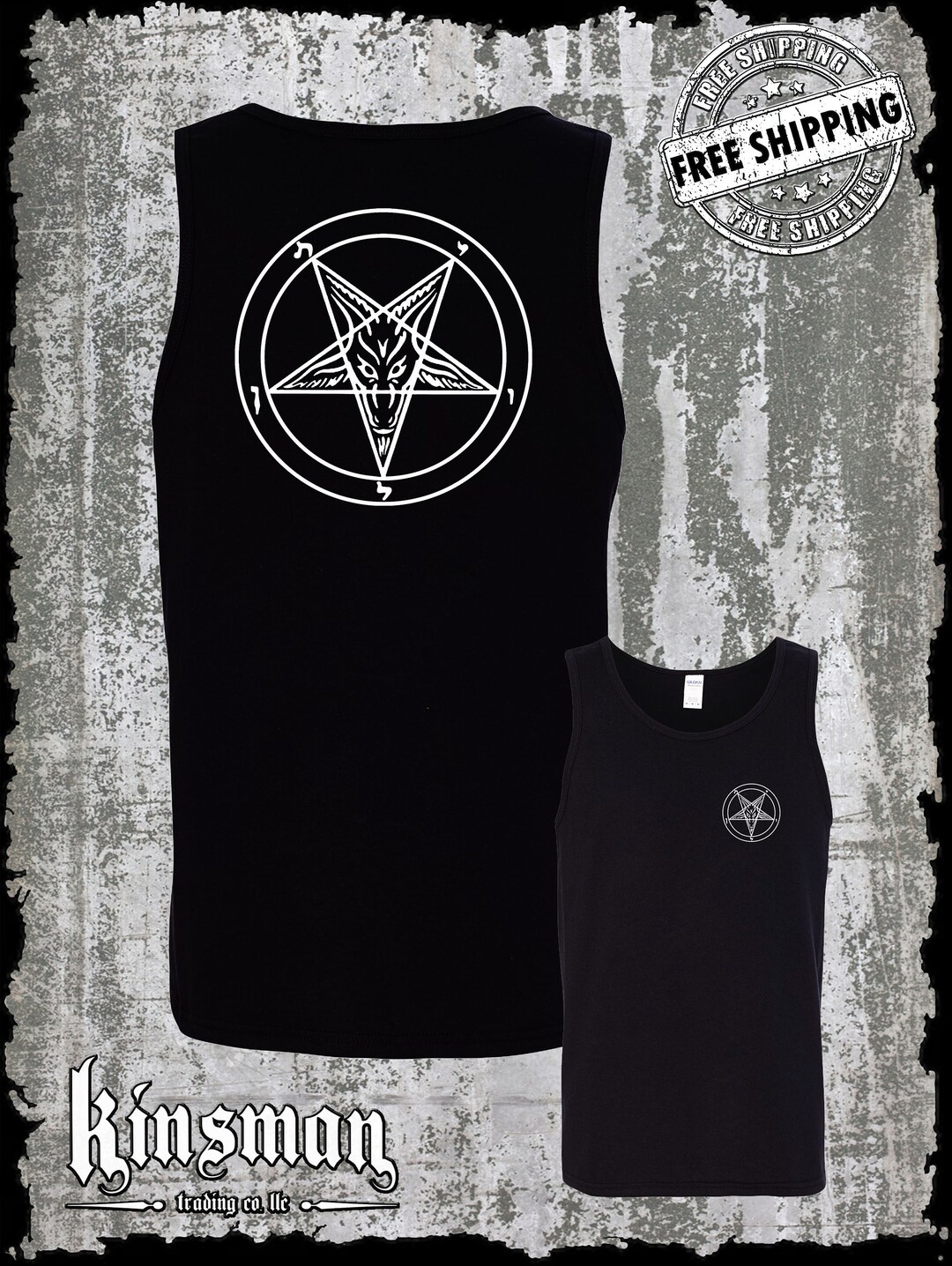 Baphomet Pentagram 2-sided Tank Top T-shirt / Satanic Church Evil Punk ...