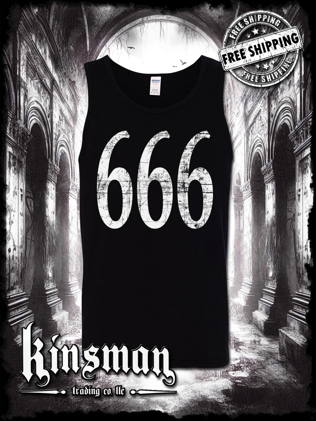 666 Tank Top T-shirt - Triple Six Horror Satanic Halloween Punk Rock ...