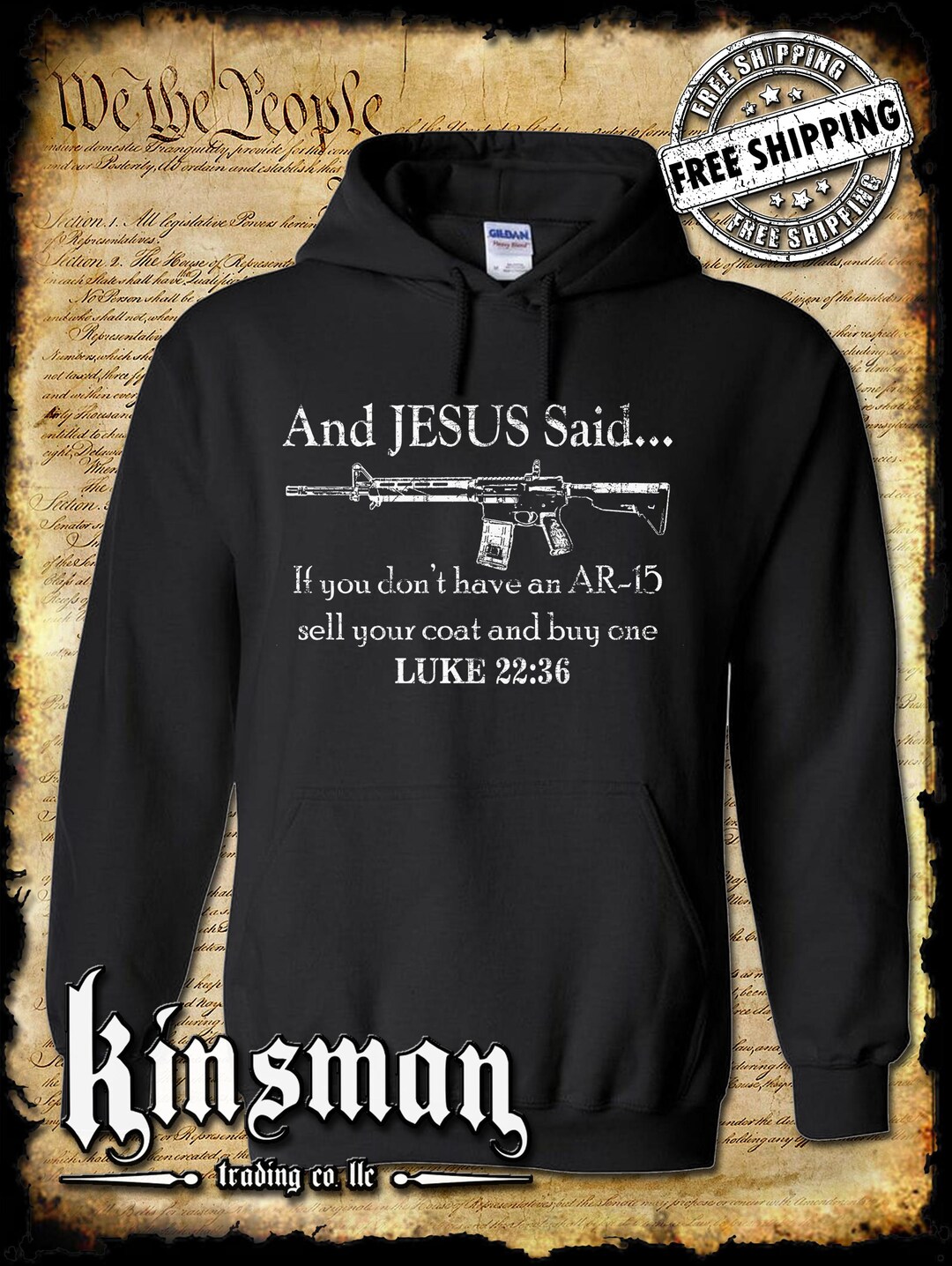 And JESUS Said AR-15 Hoodie - Luke 22 36 Pro Gun Rights 2nd Amendment ...
