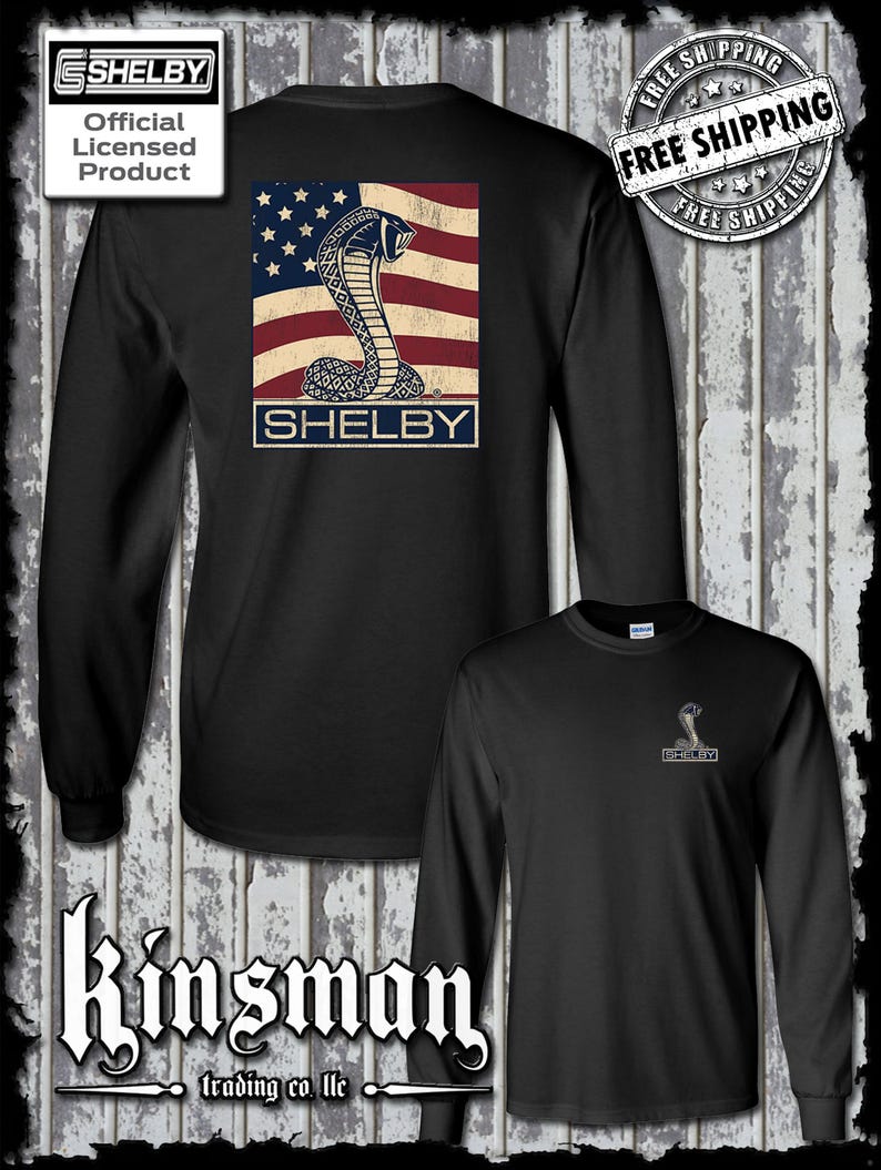 Carroll Shelby Cobra US Flag Logo 2-sided Long Sleeve T-shirt - Etsy