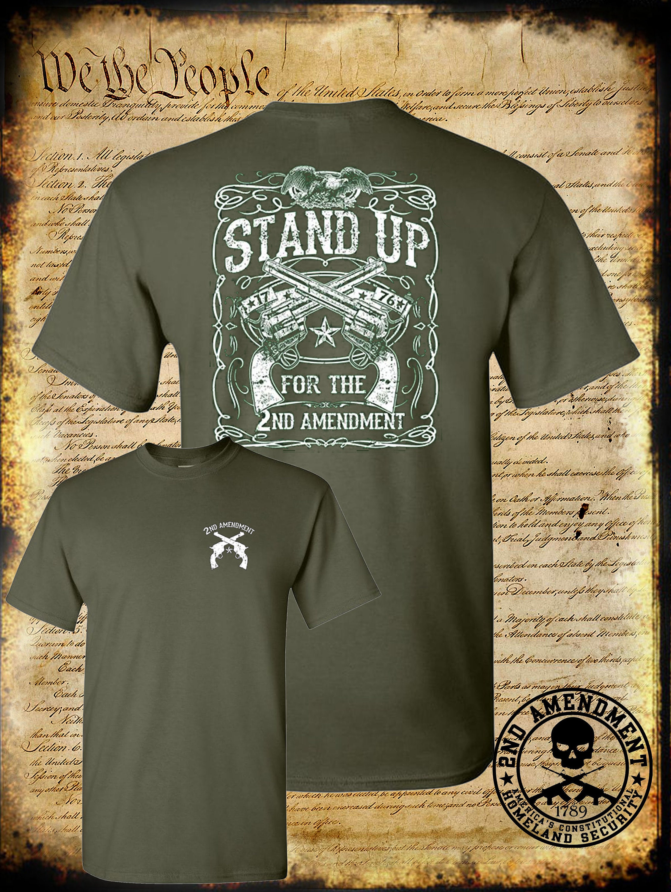 Stand up for the 2nd Amendment Double Sided T-shirt / USA Pro-gun ...