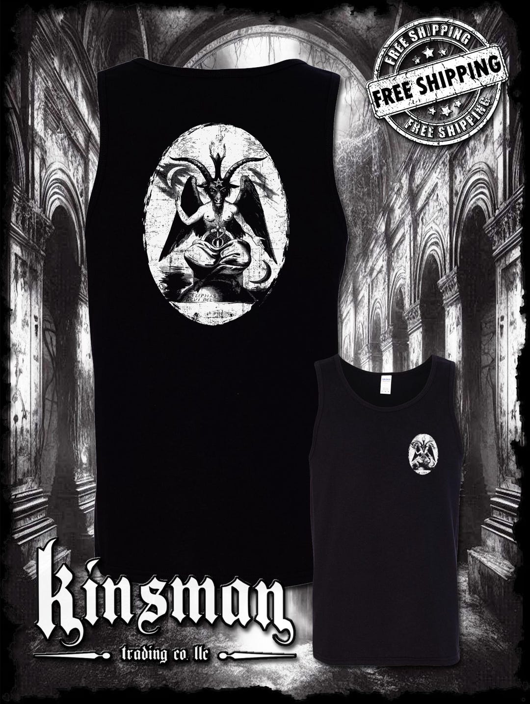 Baphomet Satanic Graphic 2-sided Tank Top T-shirt - Devil Evil Occult ...