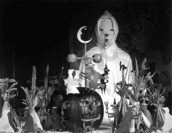 Vintage Creepy Ghost Mask Halloween Photo Reprint Spooky | Etsy