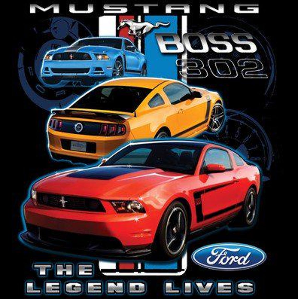 Ford Mustang the Legend Lives Long Sleeve 2-sided T-shirt Boss 302 - Etsy