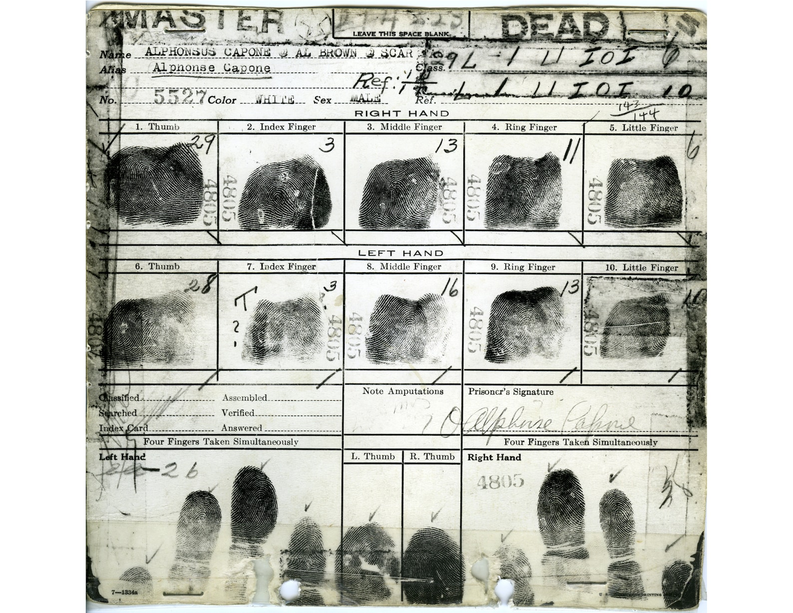 Al Capone Finger Prints Photograph Reprint - Mafia Boss Gangster Crime ...