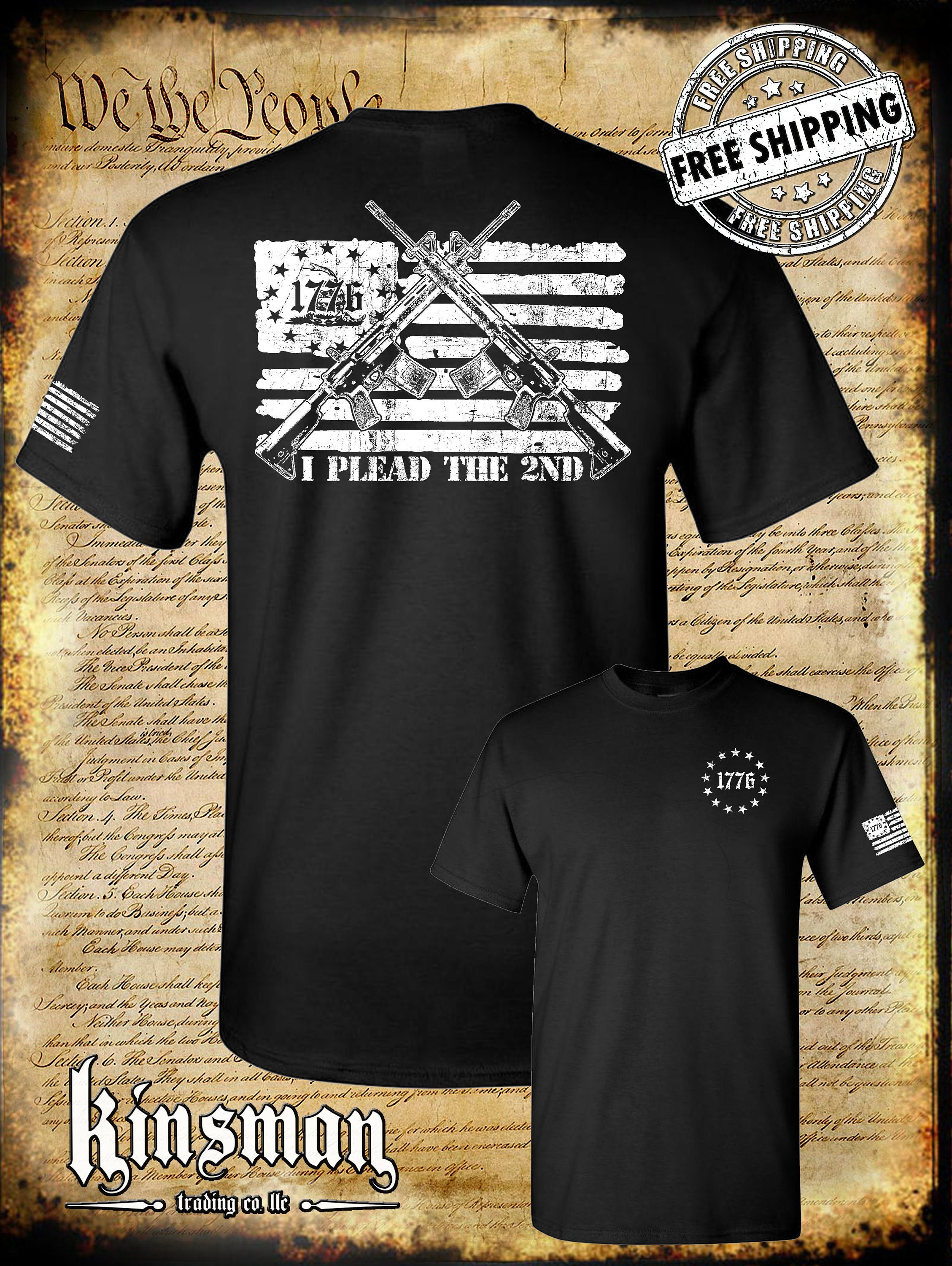 I Plead the 2nd Amendment Pro-gun T-shirt / AR-15 Rifle American Flag ...