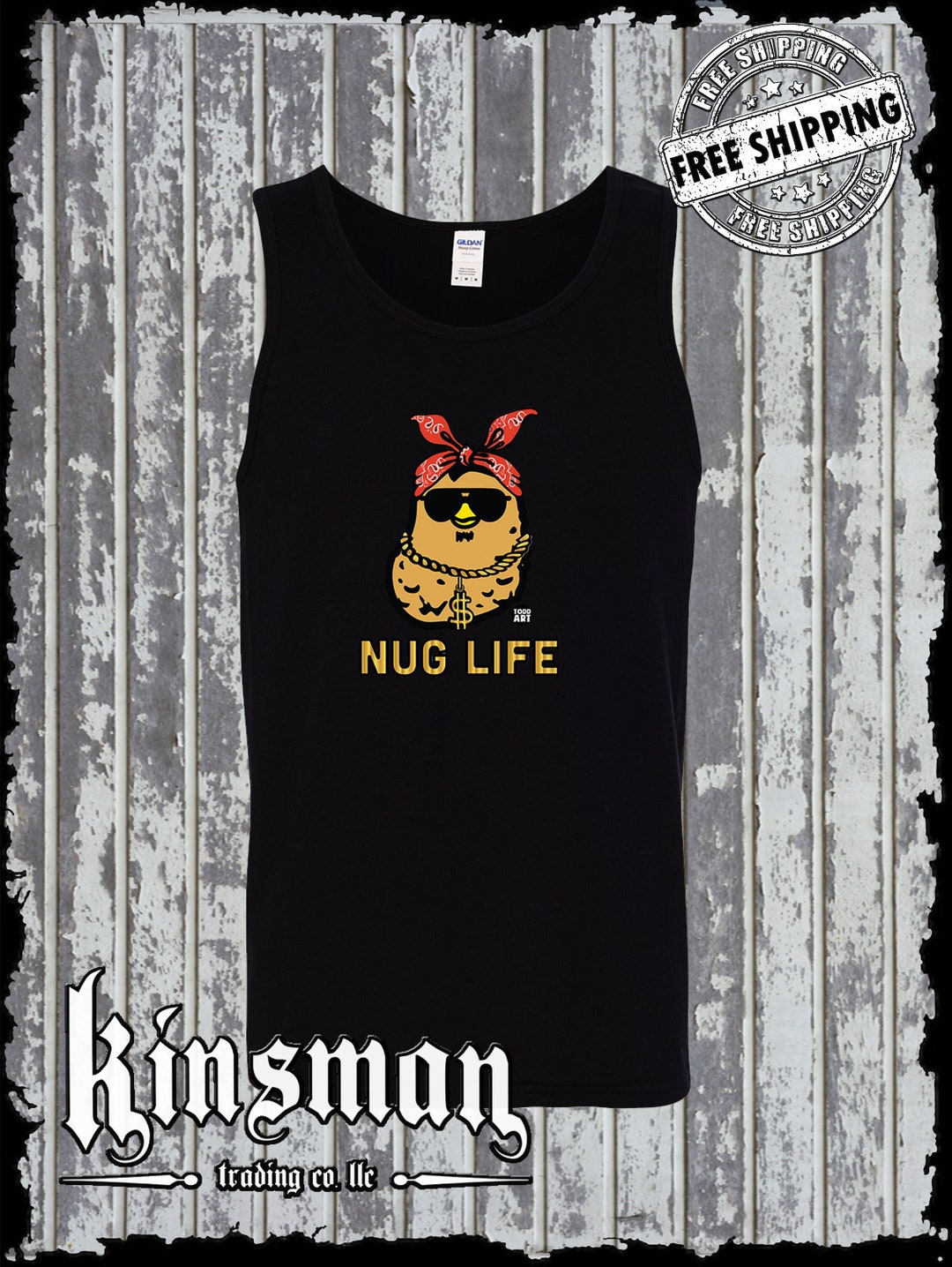 NUG Life Chicken Nugget Gangster Tank Top T-shirt Todd Goldman Art ...