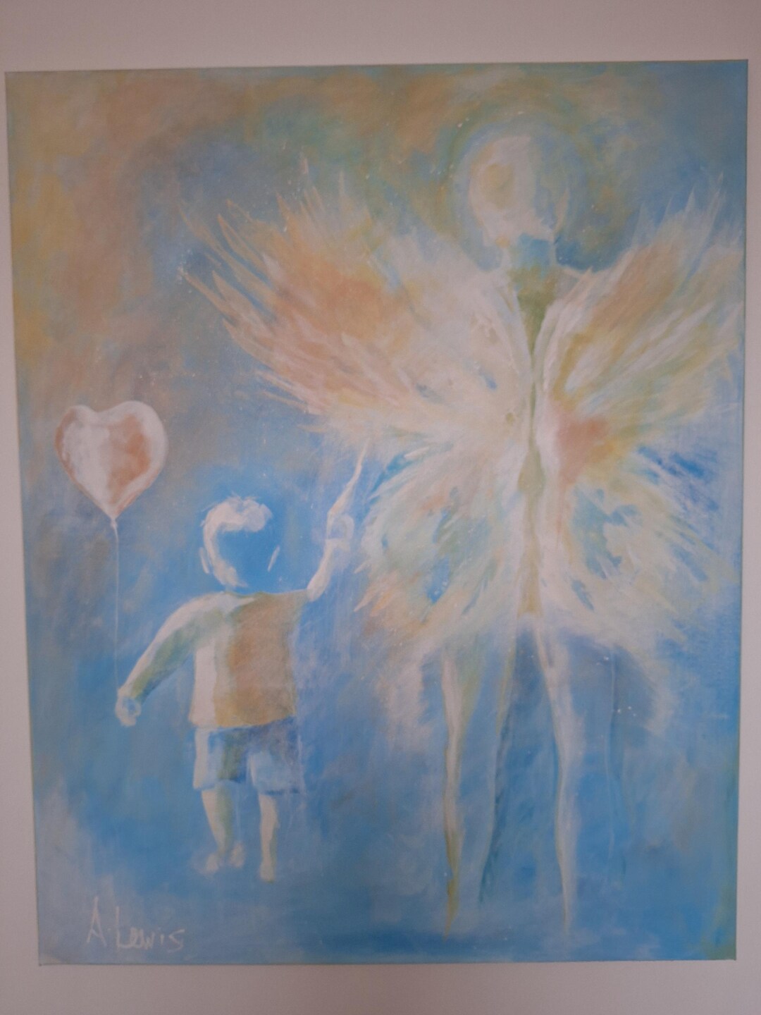 Angel and Small Child Painting Original Artwork Wings of Light Healing ...