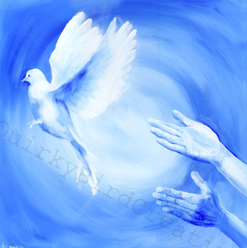 Dove of Peace Print Framed Artwork Painting Spiritual Healing - Etsy
