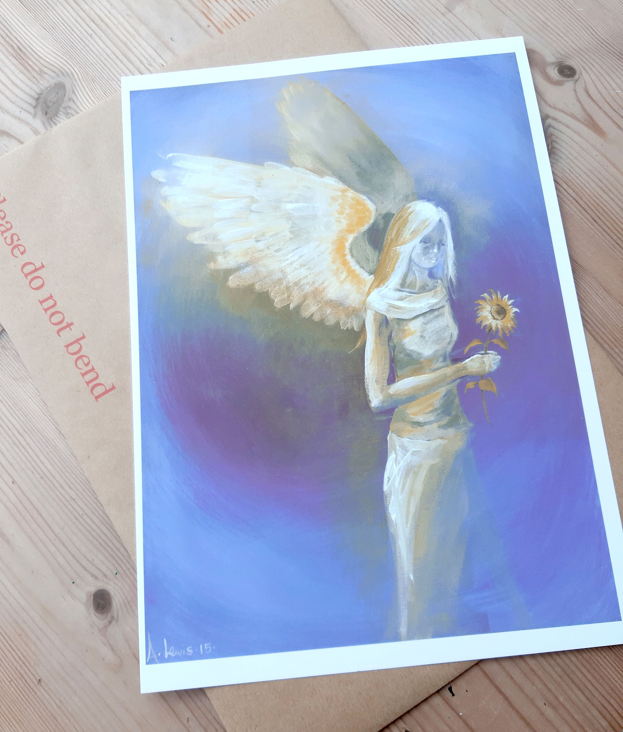 Sunflower Angel Healing Gift Artwork Print of Original Signed Painting ...