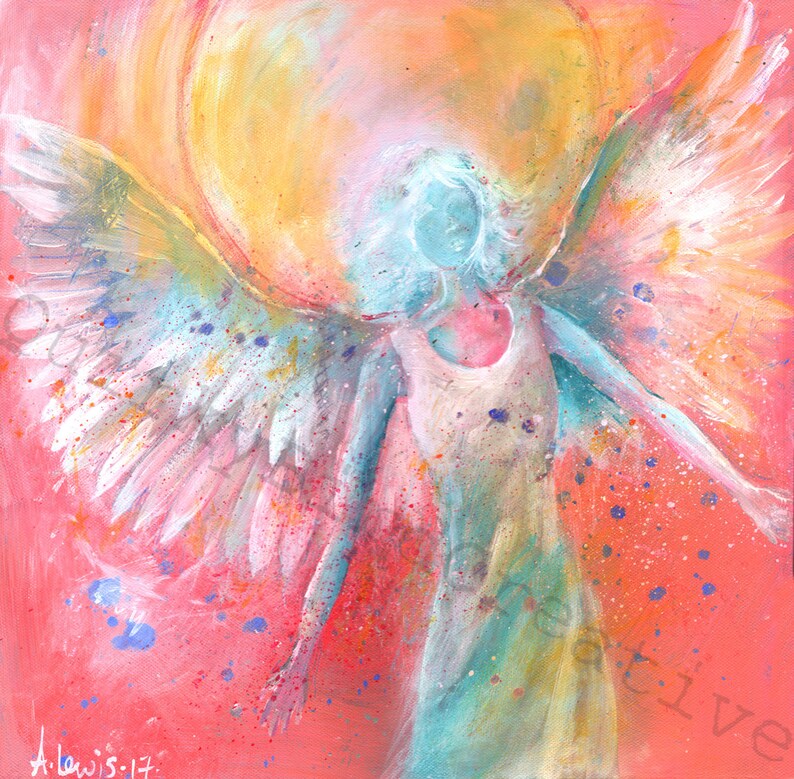 Bright Colourful Healing Angel Artwork Print Spiritual Wings Gifts ...