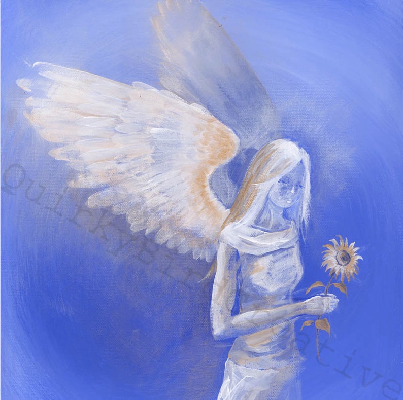 Framed Blue Sunflower Angel Print Picture Artwork Spiritual - Etsy