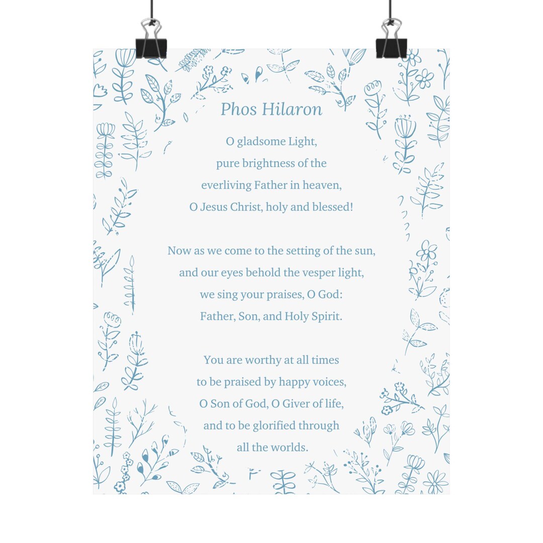 Phos Hilaron Prayer Poster: Christian Home Decor, Floral Art Print - Etsy