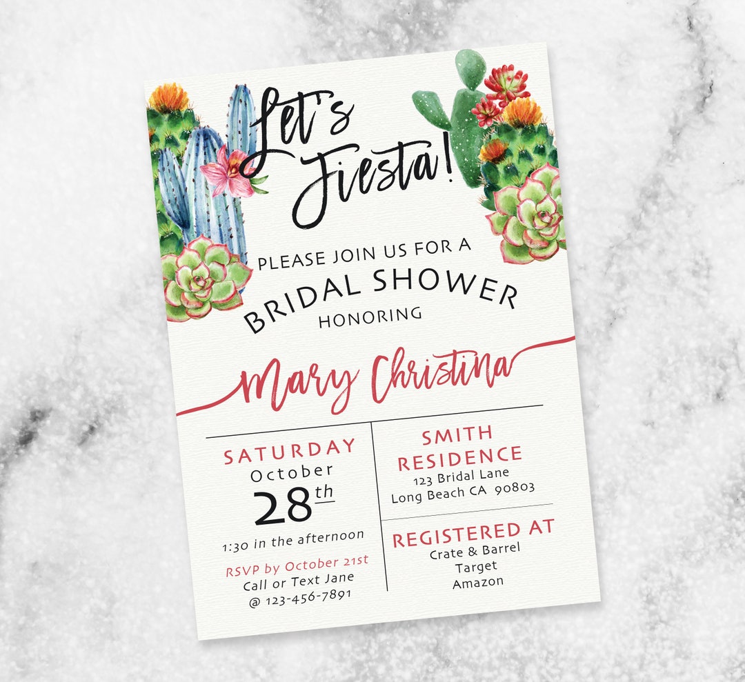 Printed Bridal Shower Fiesta Invitation - Etsy