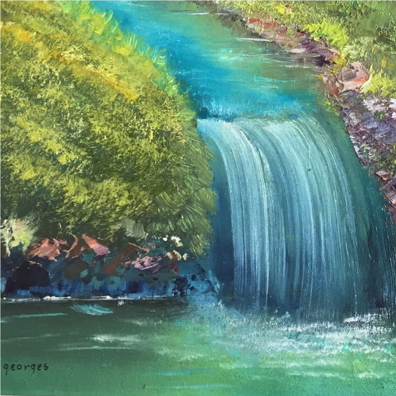 Waterfall Spring Landscape Painting Original Oil Painting. - Etsy