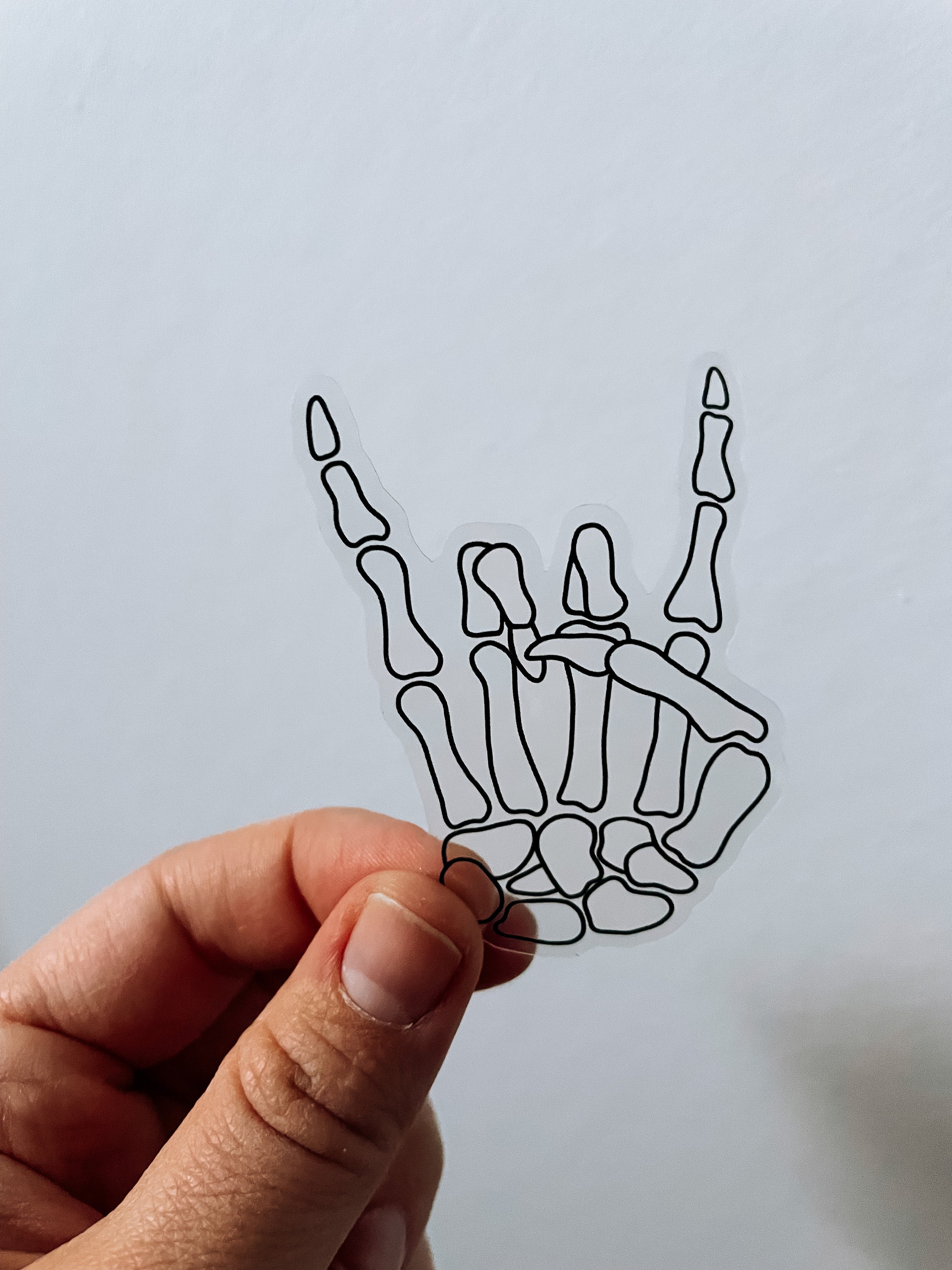 Skeleton Rock on Hand Sticker Spooky Skeleton - Etsy