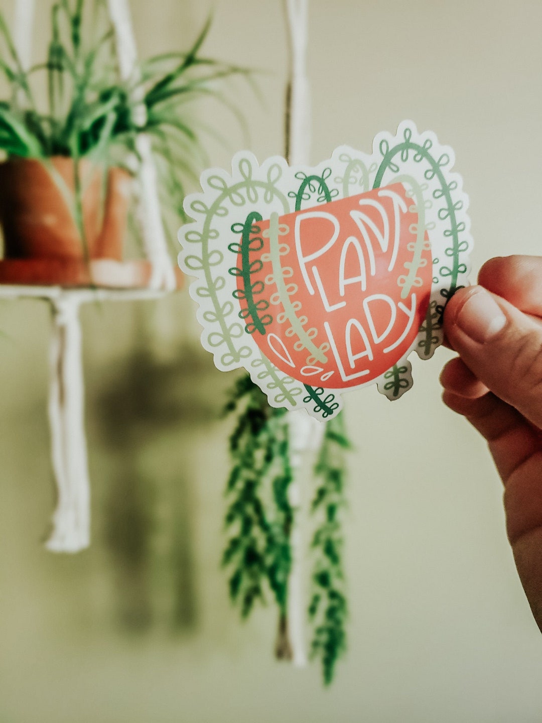 Plant Lady Hanging Plant Sticker || Decal || Vinyl Sticker || Plant Mom ...