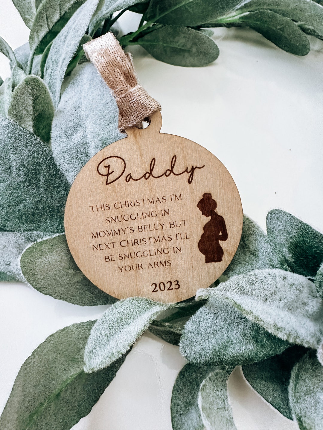 Expecting Dad || Baby Announcement || Custom Wooden Ornament ...
