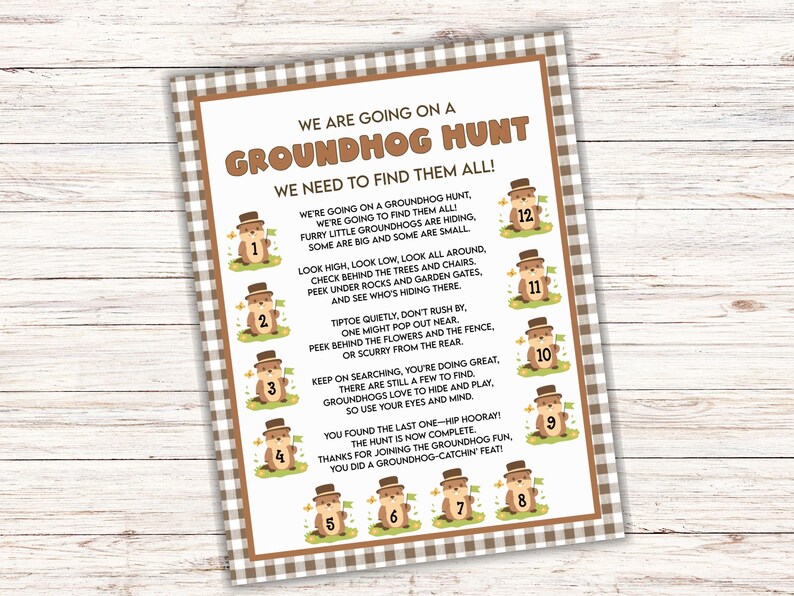 Groundhog Day Scavenger Hunt, Printable Groundhog Day Game, Kids Games ...