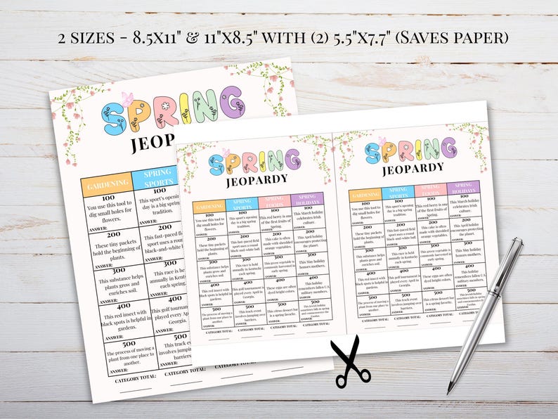 Spring Jeopardy Game, Spring Trivia Game for Kids Adults, Spring Party ...