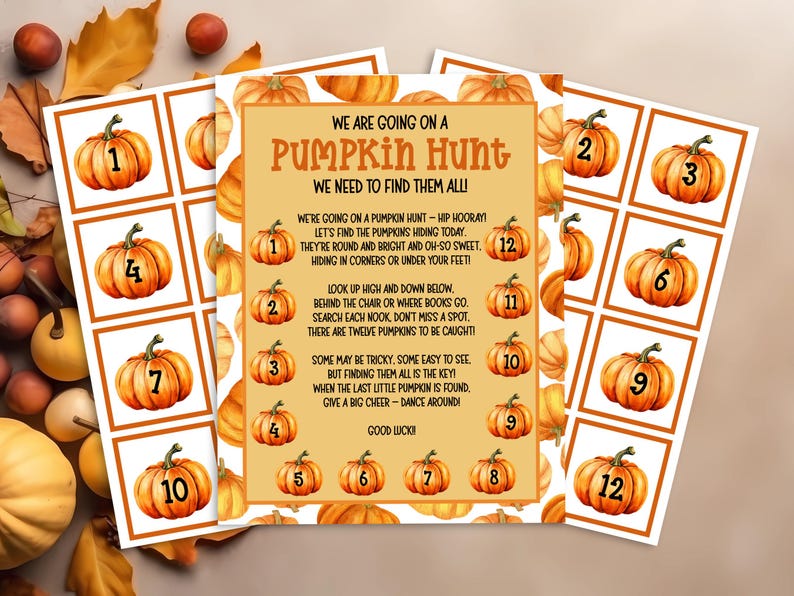 Fall Pumpkin Scavenger Hunt Game, Printable Autumn Game, Kids Games ...