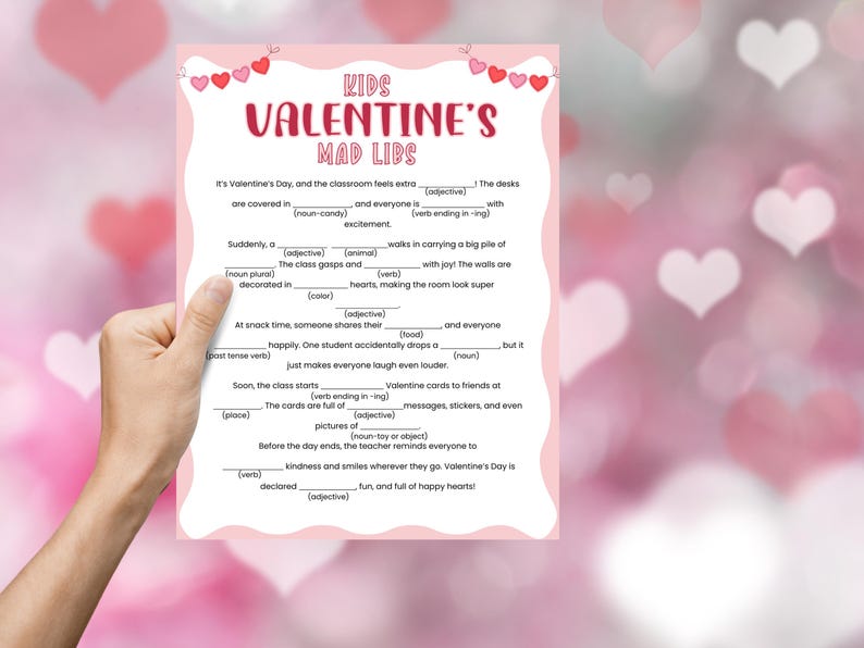 Valentine's Mad Libs Game, Fun Valentine's Games for Kids, Valentines ...
