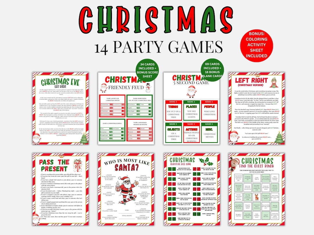 Christmas Games Bundle, Fun Group Christmas Party Games for Kids Adults ...