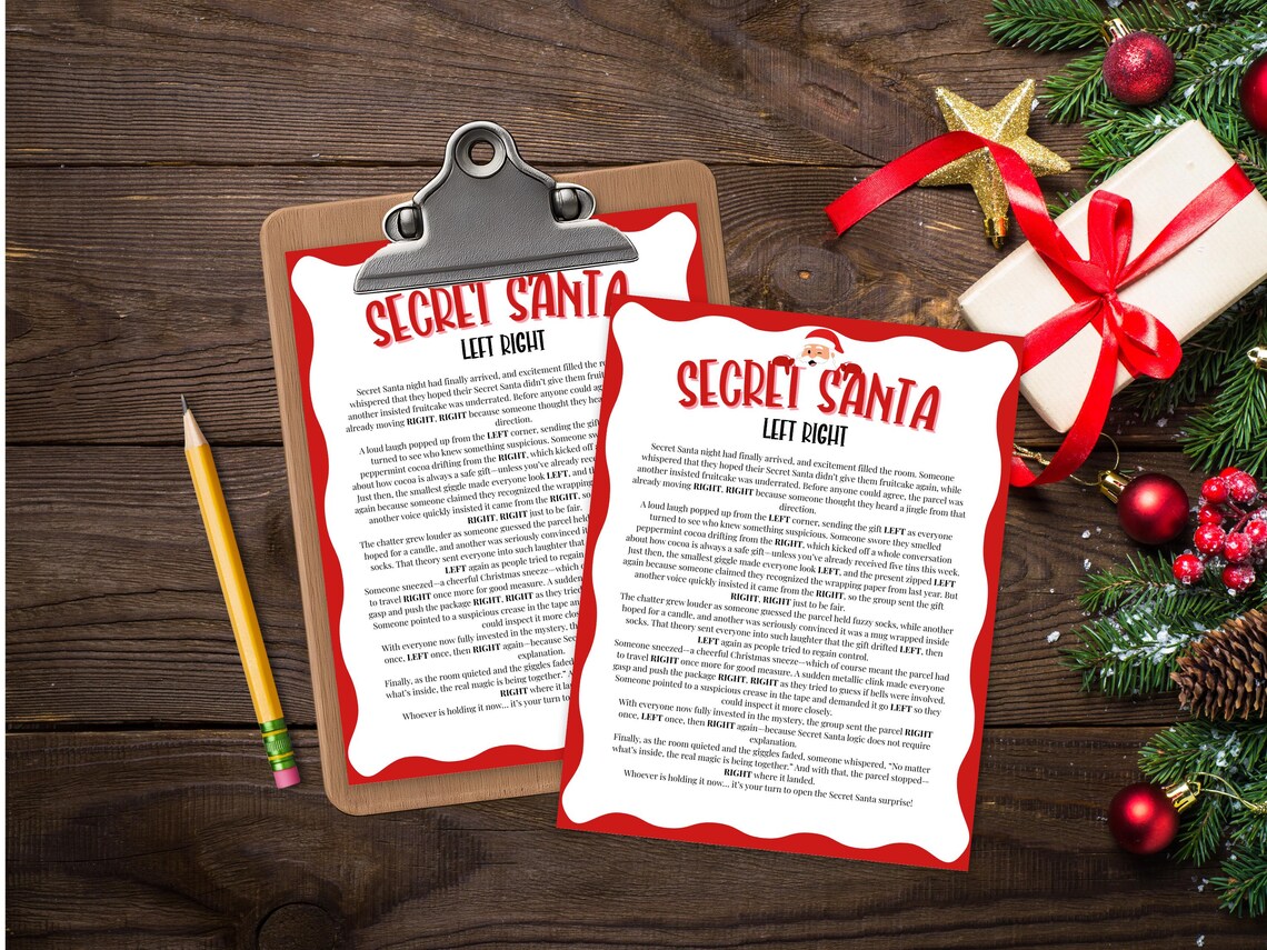 Secret Santa Left Right Game, Fun Group Christmas Party Game for Adults ...