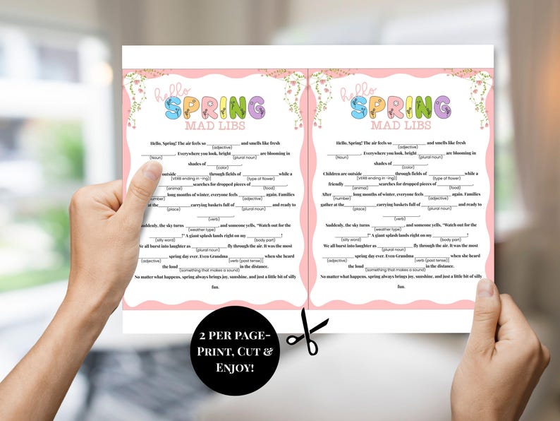 Spring Mad Libs Game, Fun Spring Game for Kids Adults, Spring Party ...