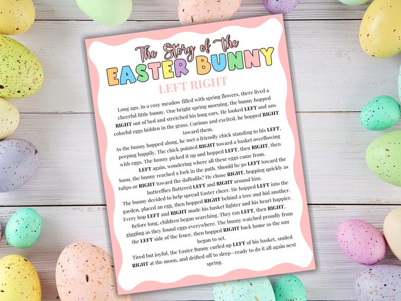 Easter Bunny Left Right Game, Pass the Prize, Easter Activity for Kids ...