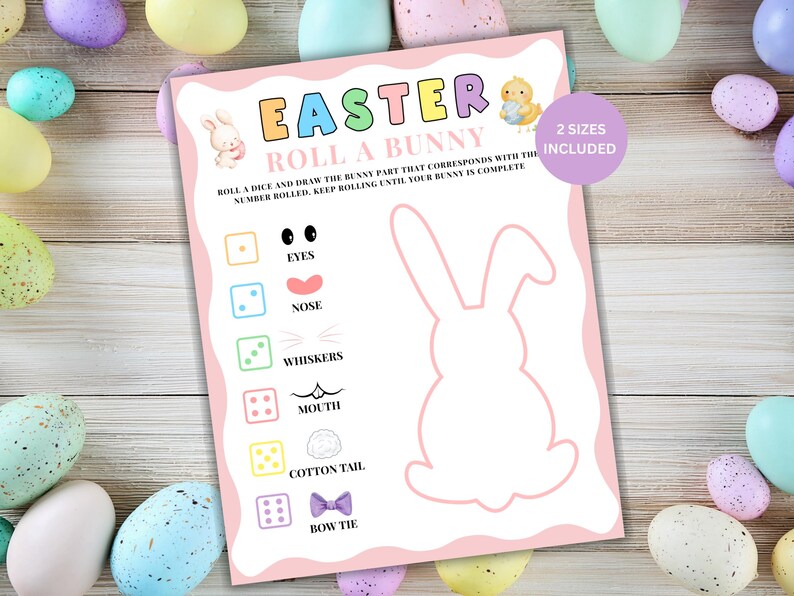 Easter Roll a Bunny Dice Game, Printable Easter Party Game for Kids ...
