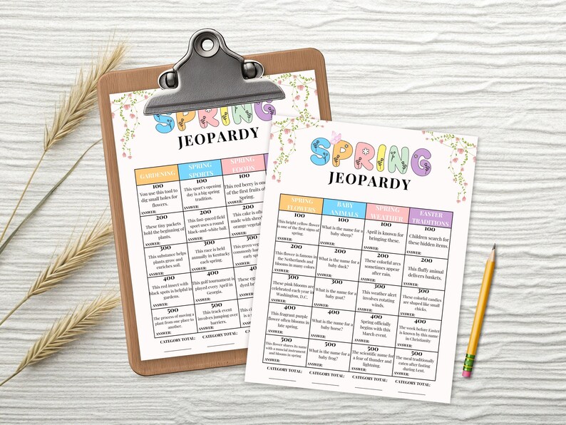 Spring Jeopardy Game, Spring Trivia Game for Kids Adults, Spring Party ...