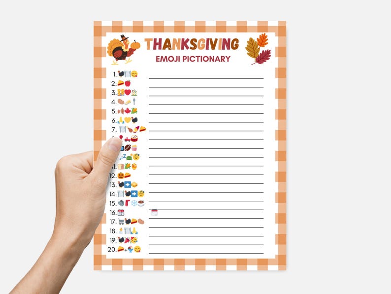 Thanksgiving Emoji Pictionary Game, Thanksgiving Printable Games ...
