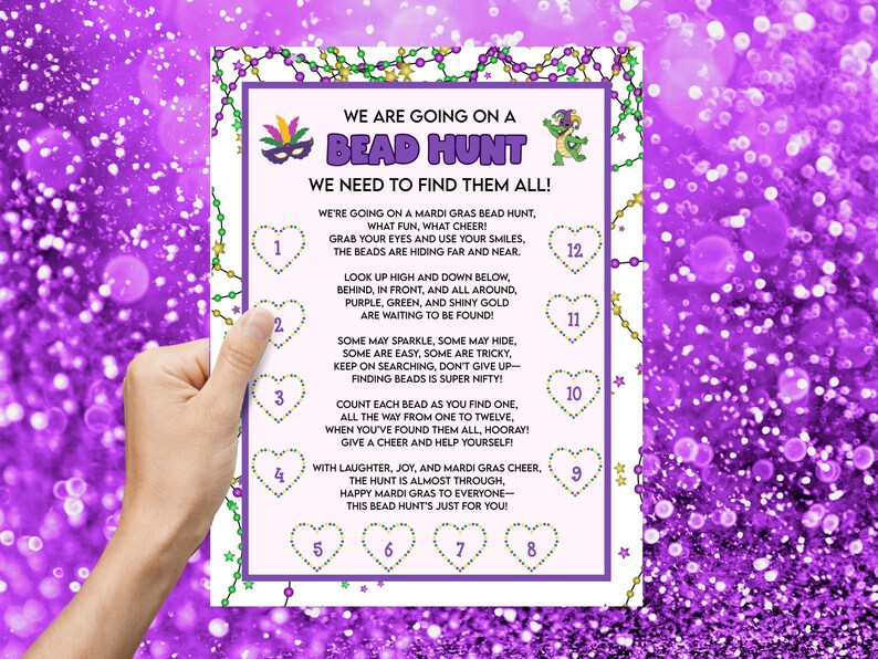 Mardi Gras Scavenger Hunt, Printable Mardi Gras Game, Kids Classroom ...
