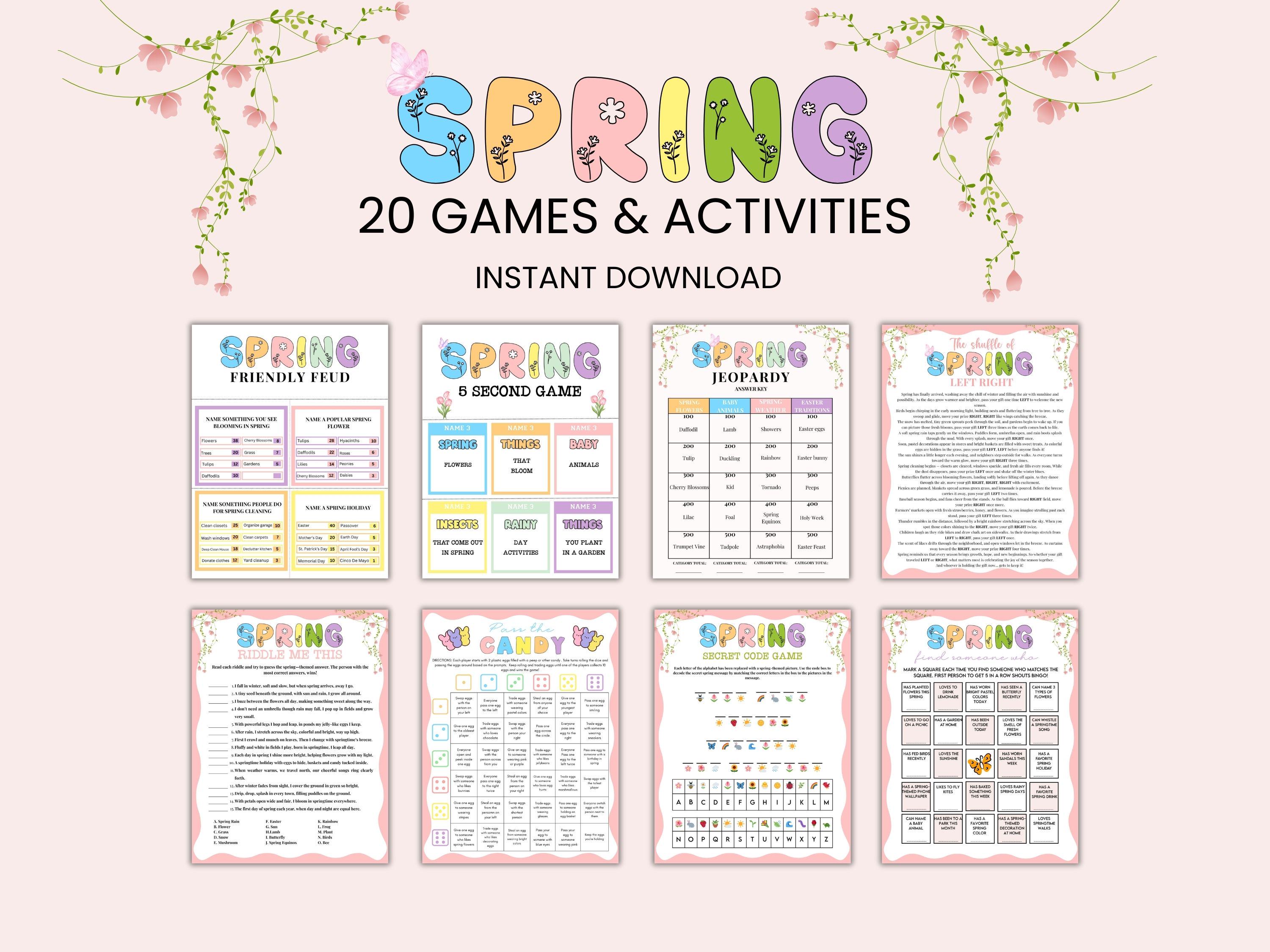 Spring Games Bundle, Spring Activities for Kids Adults Seniors, Spring ...