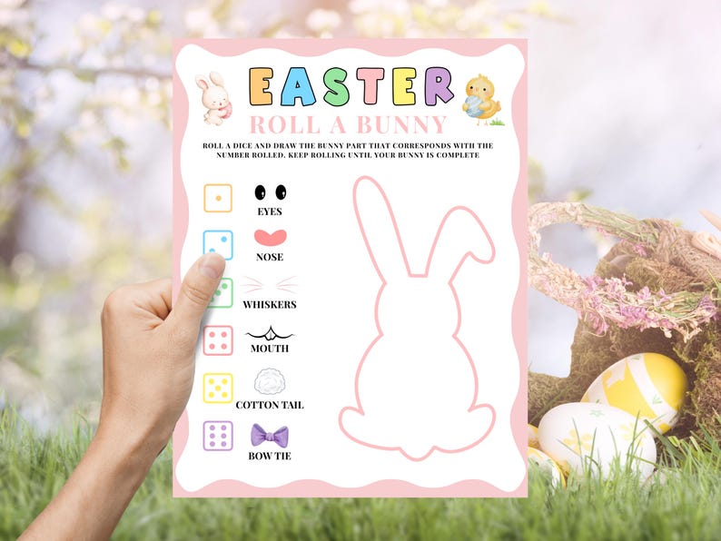 Easter Roll a Bunny Dice Game, Printable Easter Party Game for Kids ...